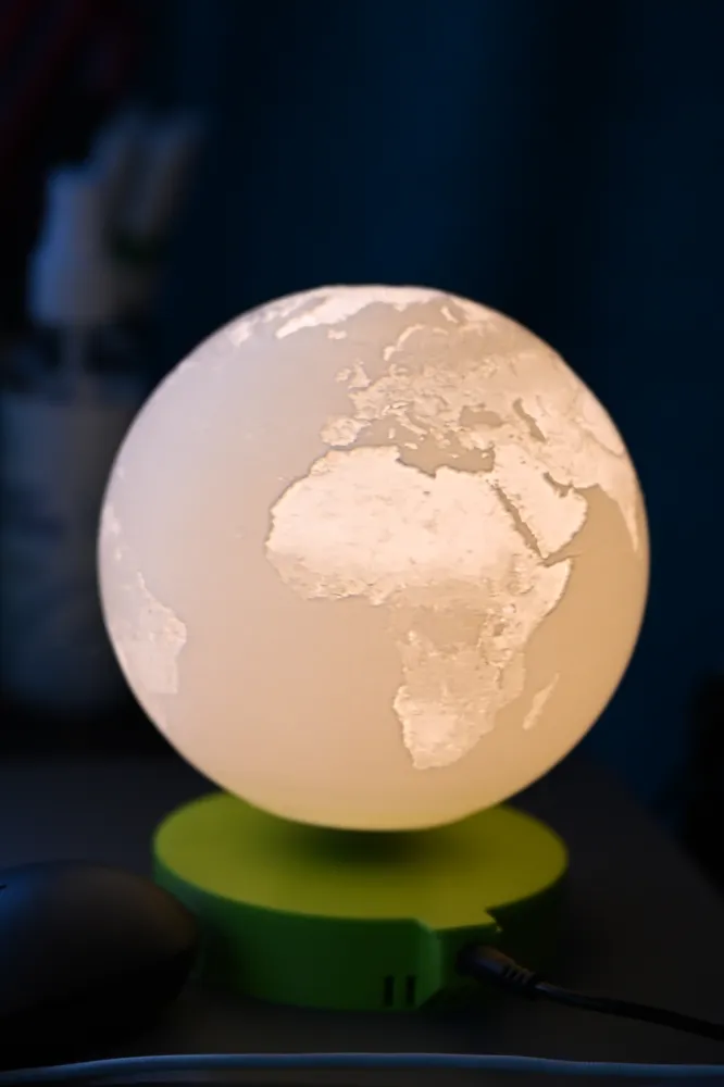 Earth - Magnetic Levitation Lamp - Free 3D Print Model - MakerWorld