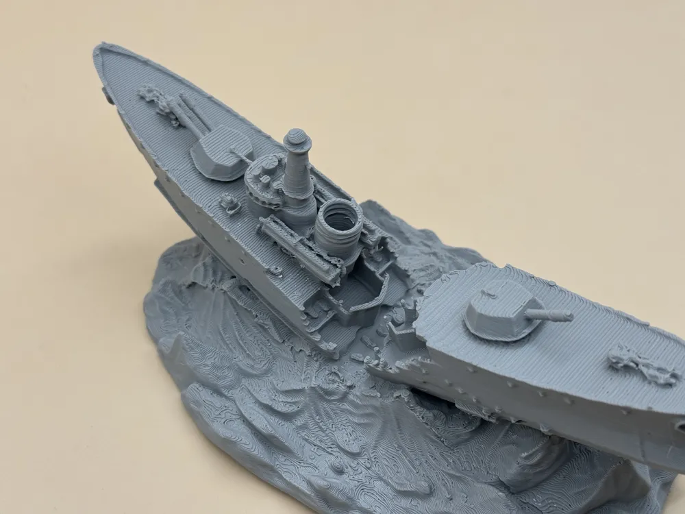 battle-damaged broken battleship - Free 3D Print Model - MakerWorld