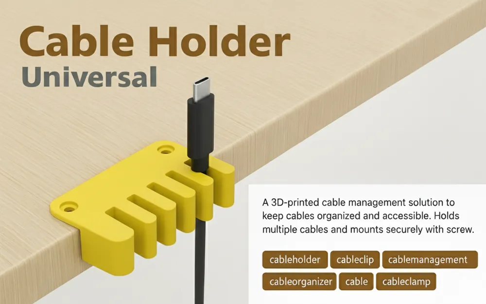 Cable holder - Free 3D Print Model - MakerWorld