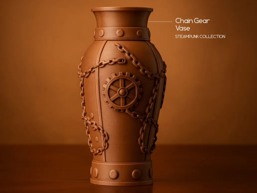 Chain Gear Vase — Steampunk Aesthetic Decor - Free 3D Print Model ...