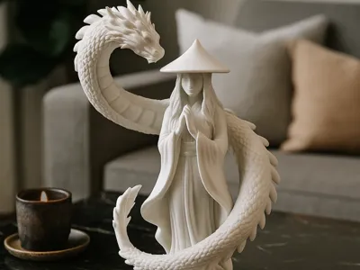 Dragon Guardian Statue – Fantasy Sculpture by Sculturissimo3D ...