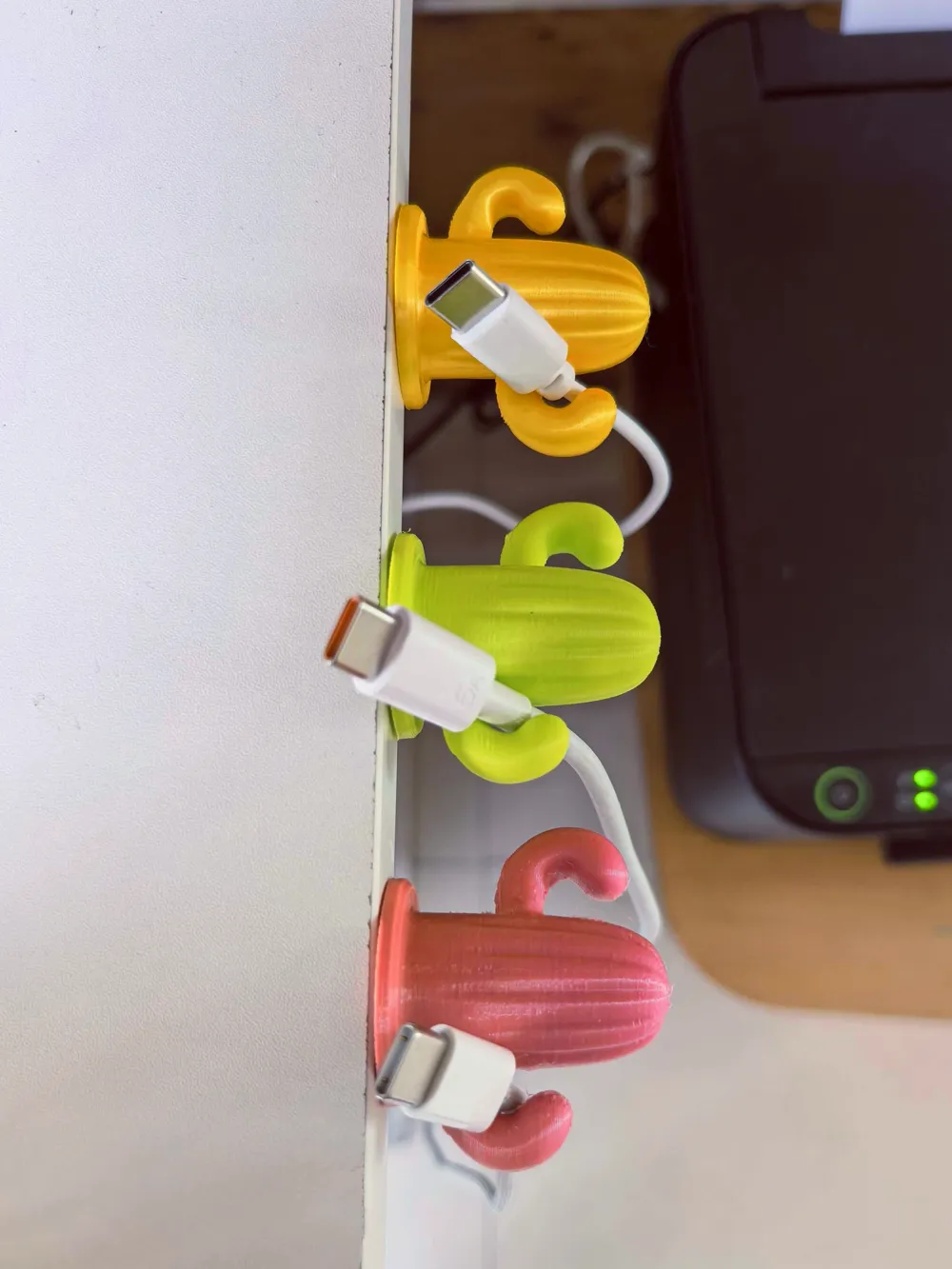 Cute Cactus Cable Holder | Desktop Cable Organizer - Free 3D Print ...