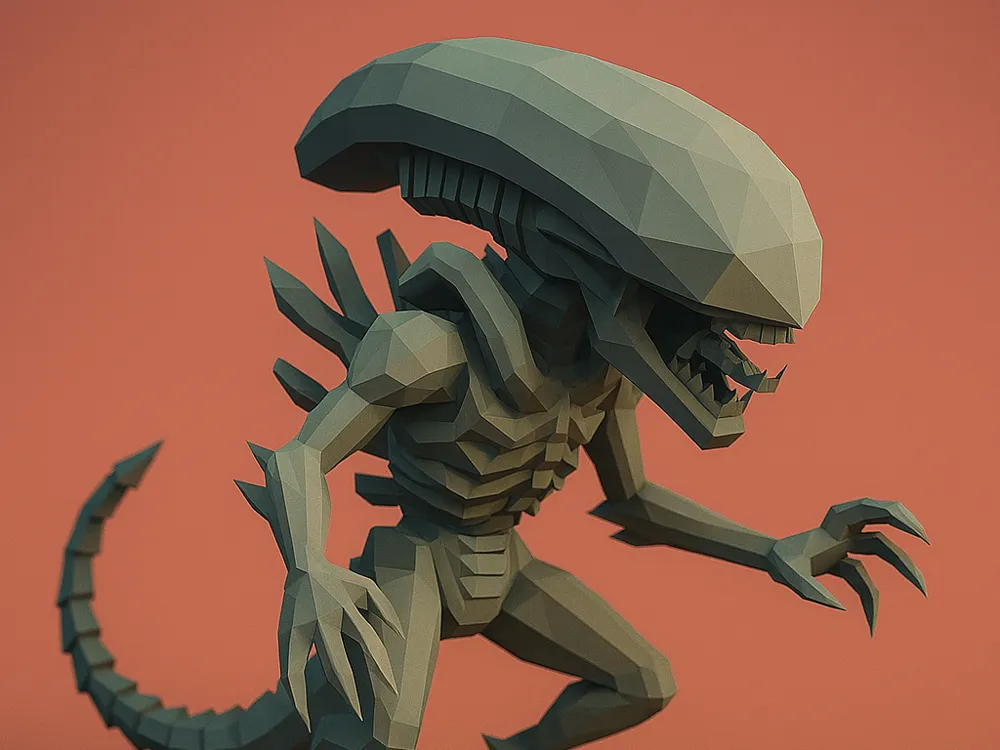 Low-Poly Xenomorph alien - Free 3D Print Model - MakerWorld