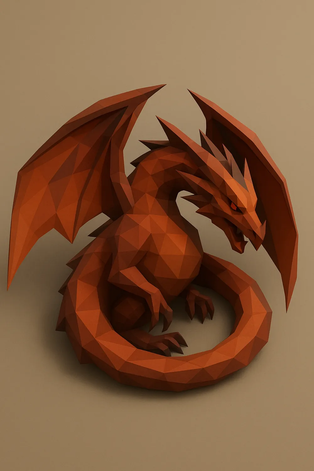 Low poly dragon curled - Free 3D Print Model - MakerWorld