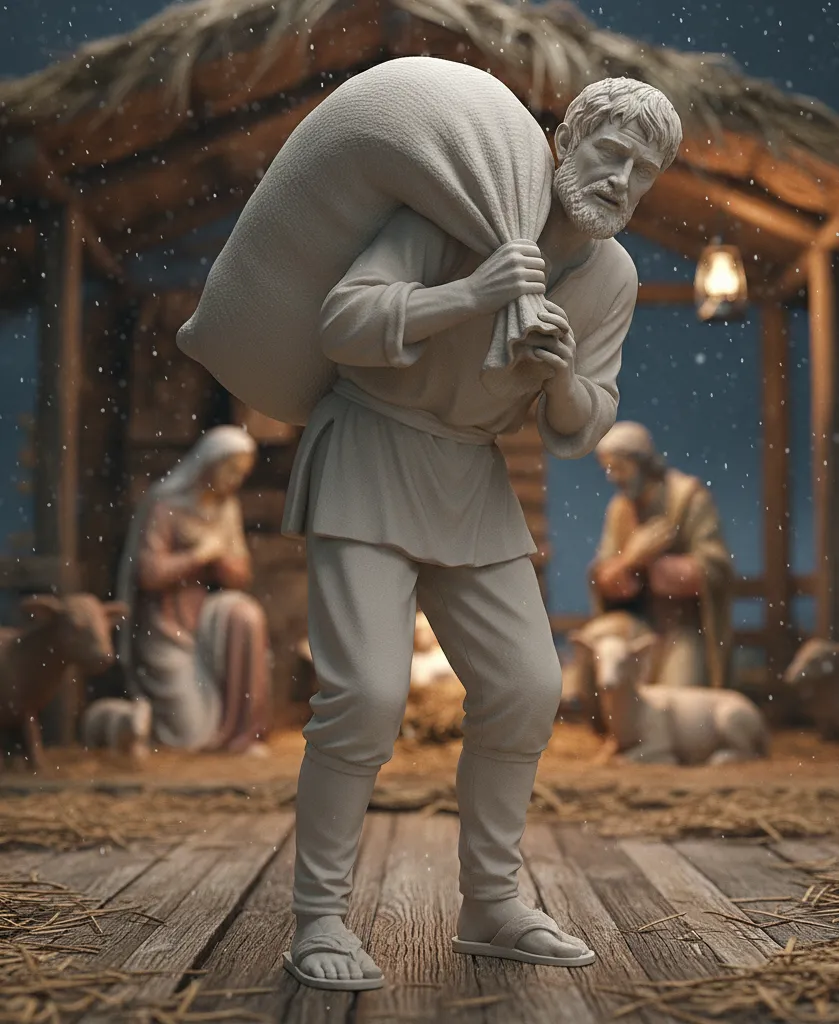 Bauer mit realistischem Sack für Weihnachtskrippe von Cyber_3dprinter ...