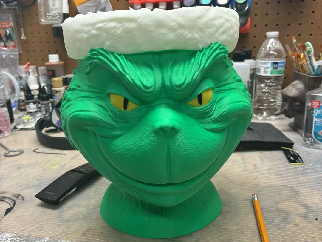 Grinch Head Bowl AMS Ready Candy & Snack Holder - Free 3D Print Model ...