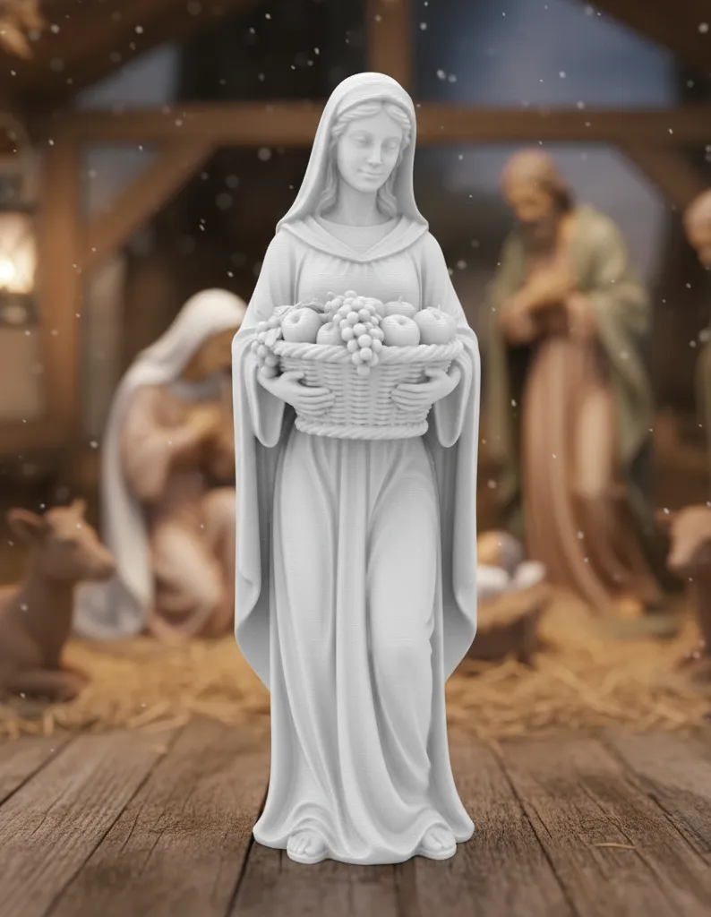 Femme avec des fruits réalistes pour la crèche de Noël par Cyber ...