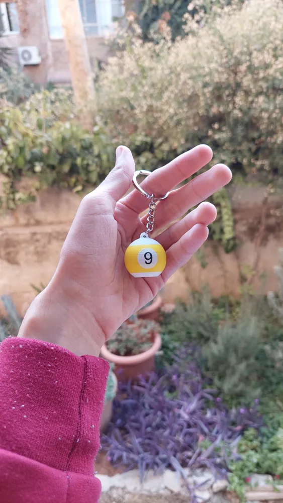 YALLOW BILLIARD BALL KEYCHAIN - Free 3D Print Model - MakerWorld