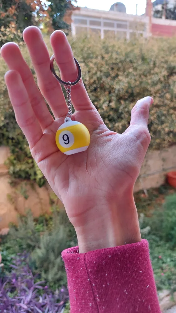 YALLOW BILLIARD BALL KEYCHAIN - Free 3D Print Model - MakerWorld