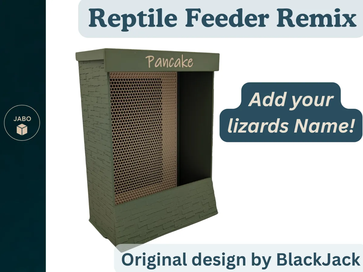 Reptile Feeder with Name Plate Remix - Free 3D Print Model - MakerWorld