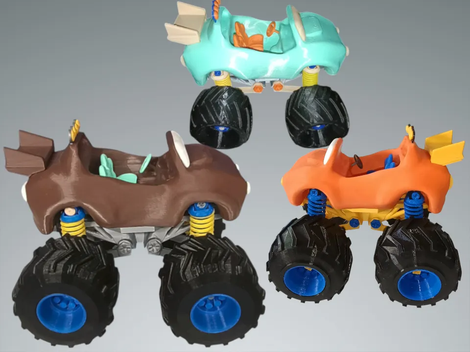 buggy-style monster truck with suspension - Free 3D Print Model ...
