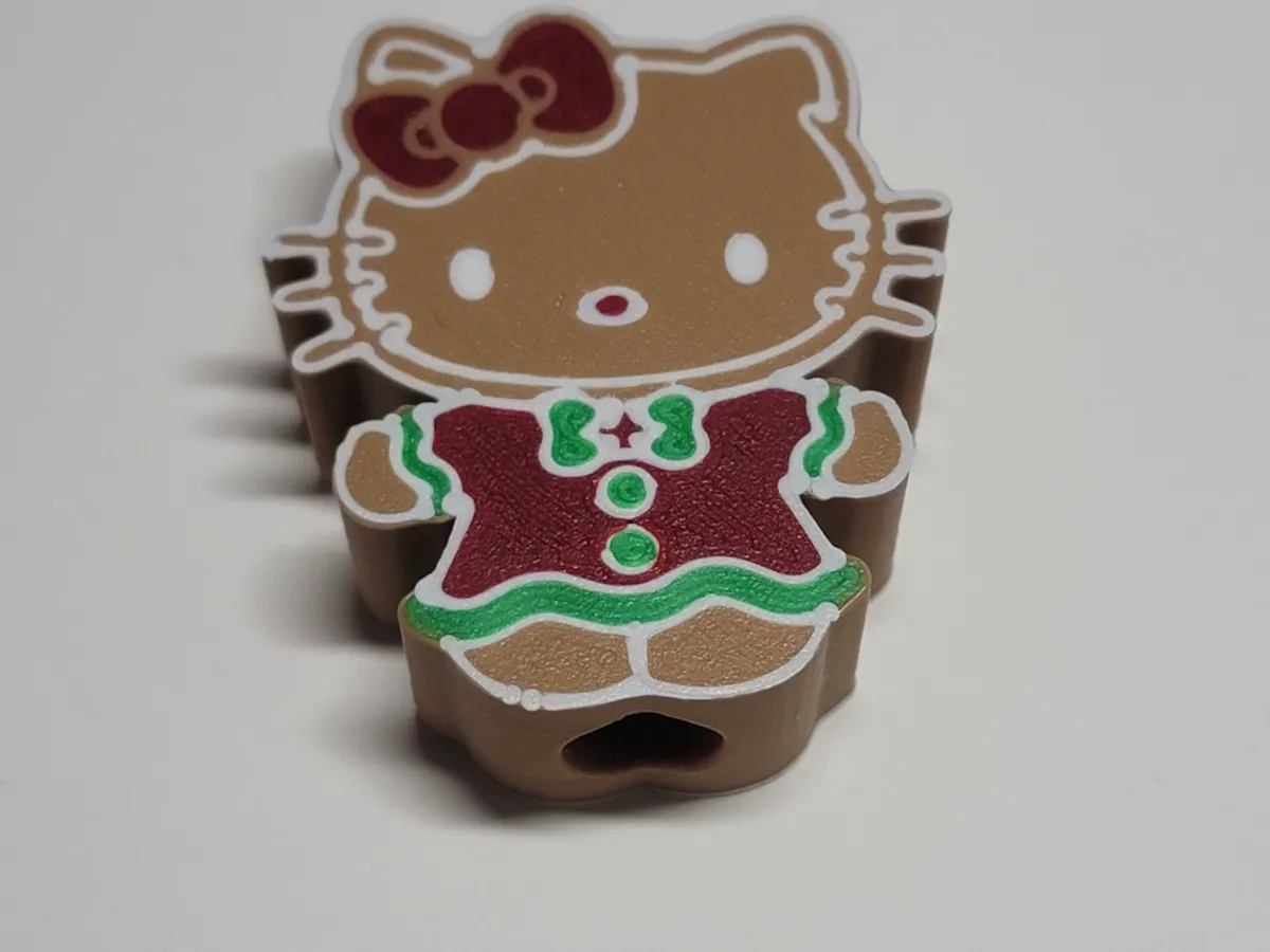 Hello Kitty gingerbread straw hugger - Free 3D Print Model - MakerWorld