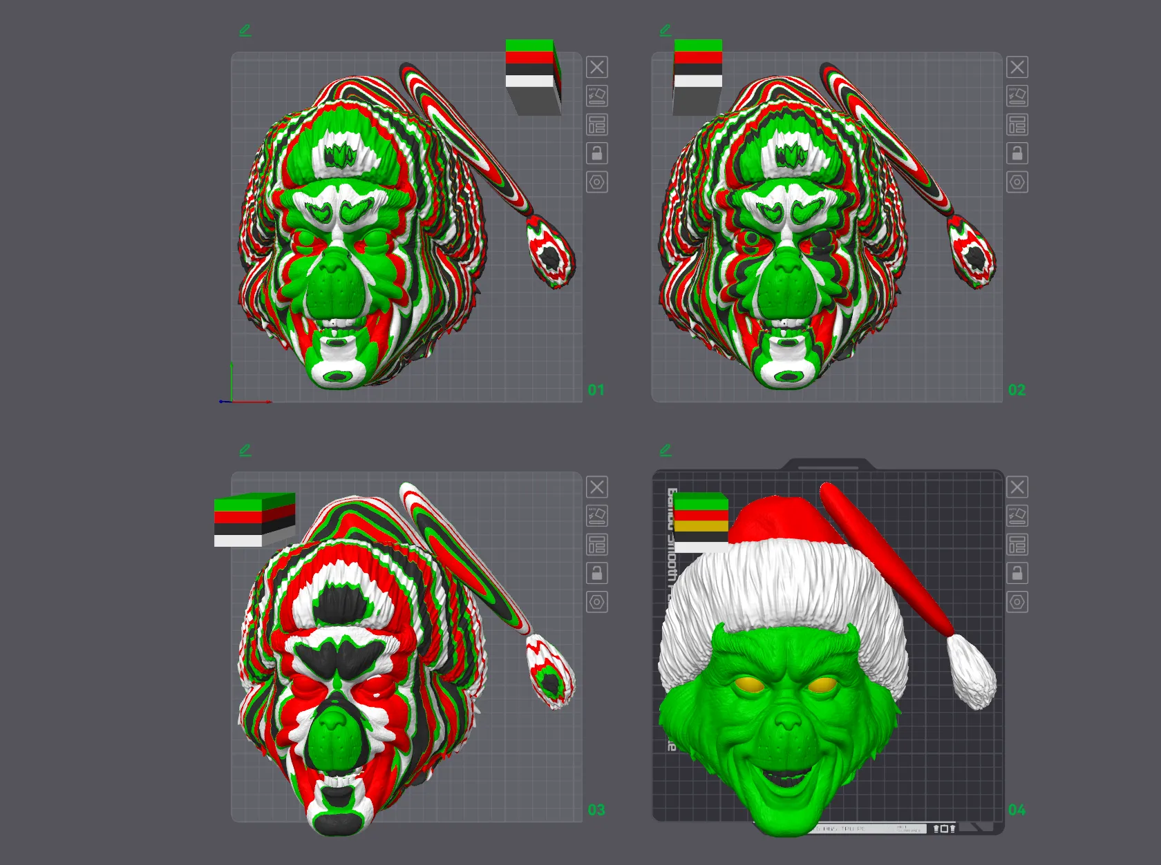 The Grinch Face Layer Stacked Festive Edition - Free 3D Print Model ...
