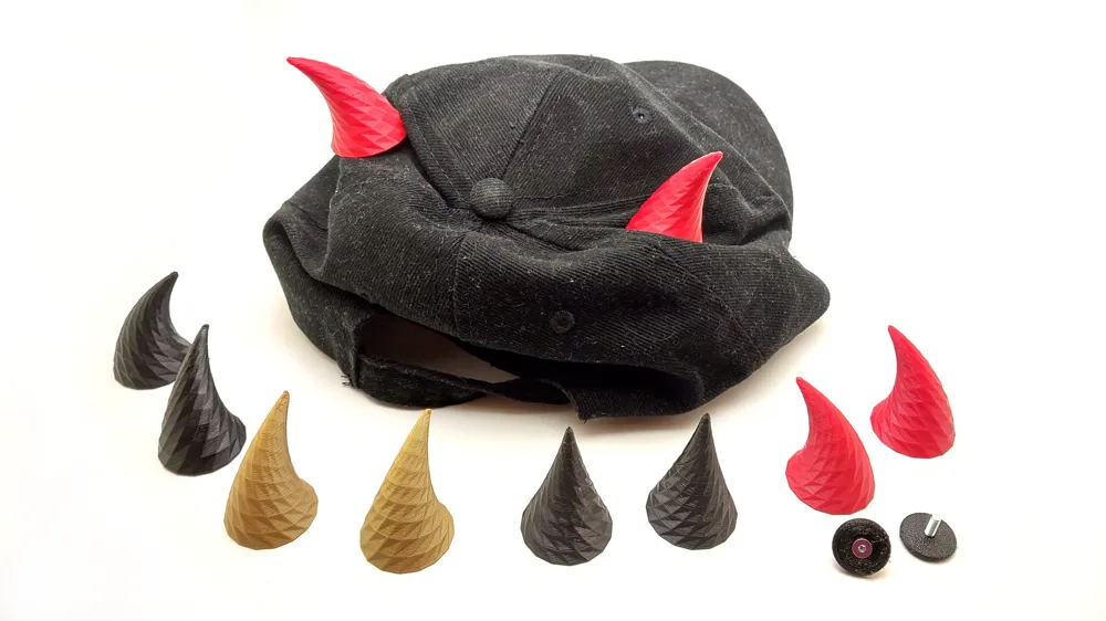 Devil horns on a peaked cap by Tamers3dprinting MakerWorld: Download ...
