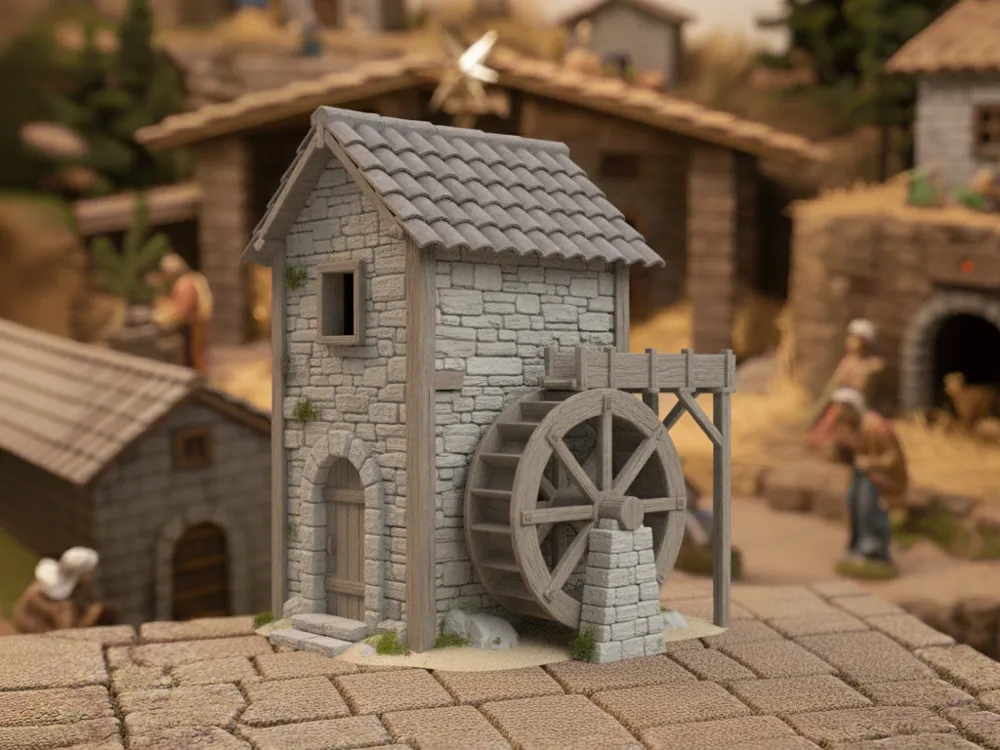 Realistic watermill Christmas nativity scene - Free 3D Print Model ...