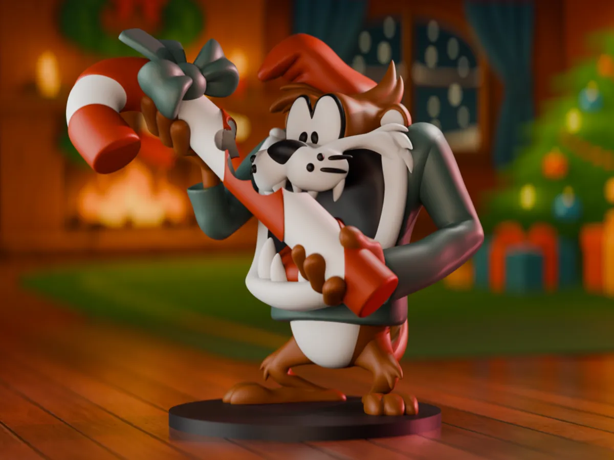 Looney Tunes Tasmanian Devil Taz Christmas Art by GeekSculpt3D ...