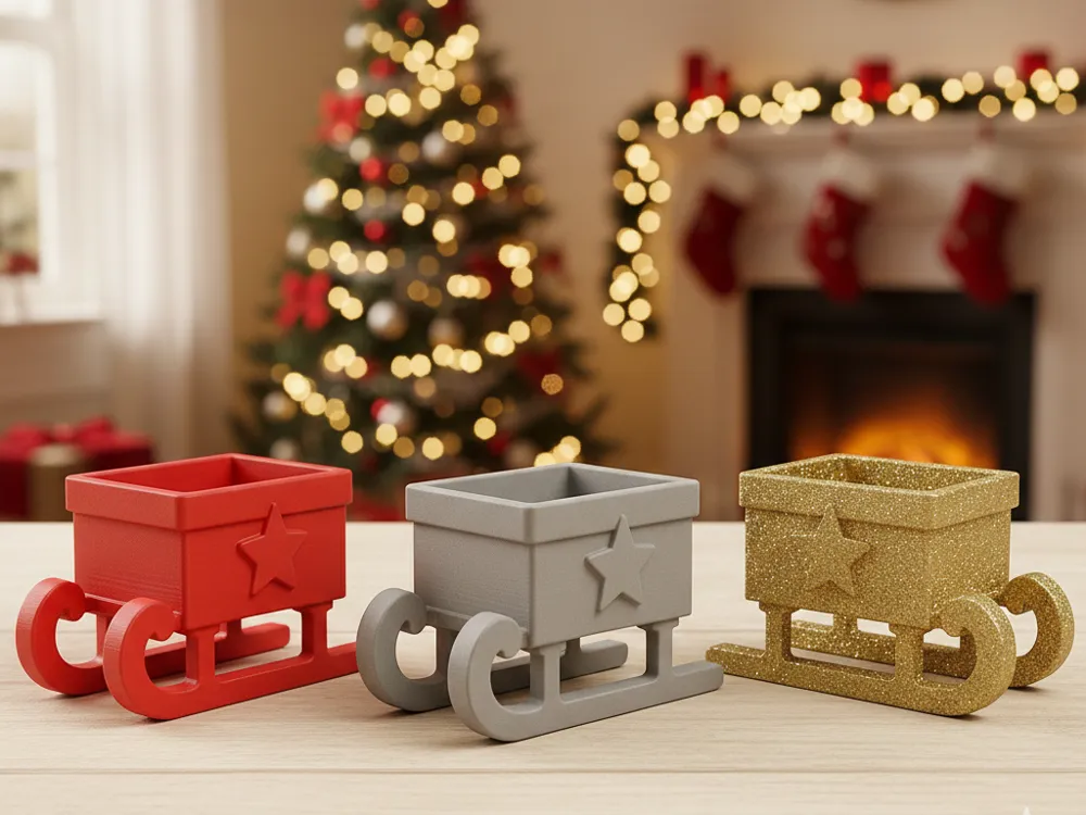 Christmas decoration container sleigh by Cyber_3dprinter MakerWorld ...