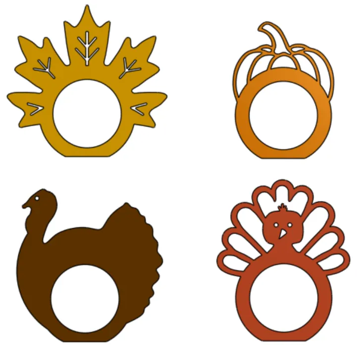 Thanksgiving Napkin Rings: Pumpkin, leaf, Turkeys - Free 3D Print Model ...