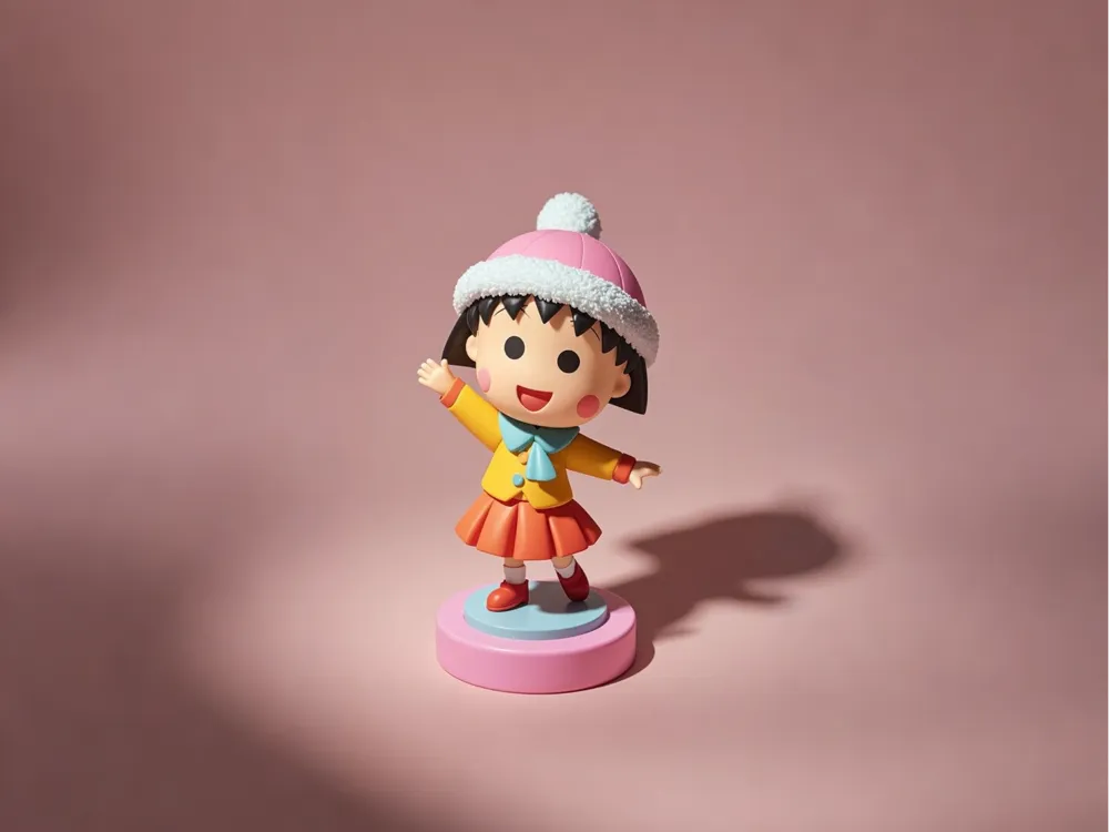 Chibi Maruko-chan with a Hat - Cute Anime Q-version Toy Figure Ornament ...