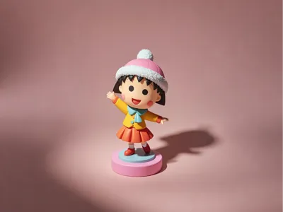 Chibi Maruko-chan with a Hat - Cute Anime Q-version Toy Figure Ornament ...