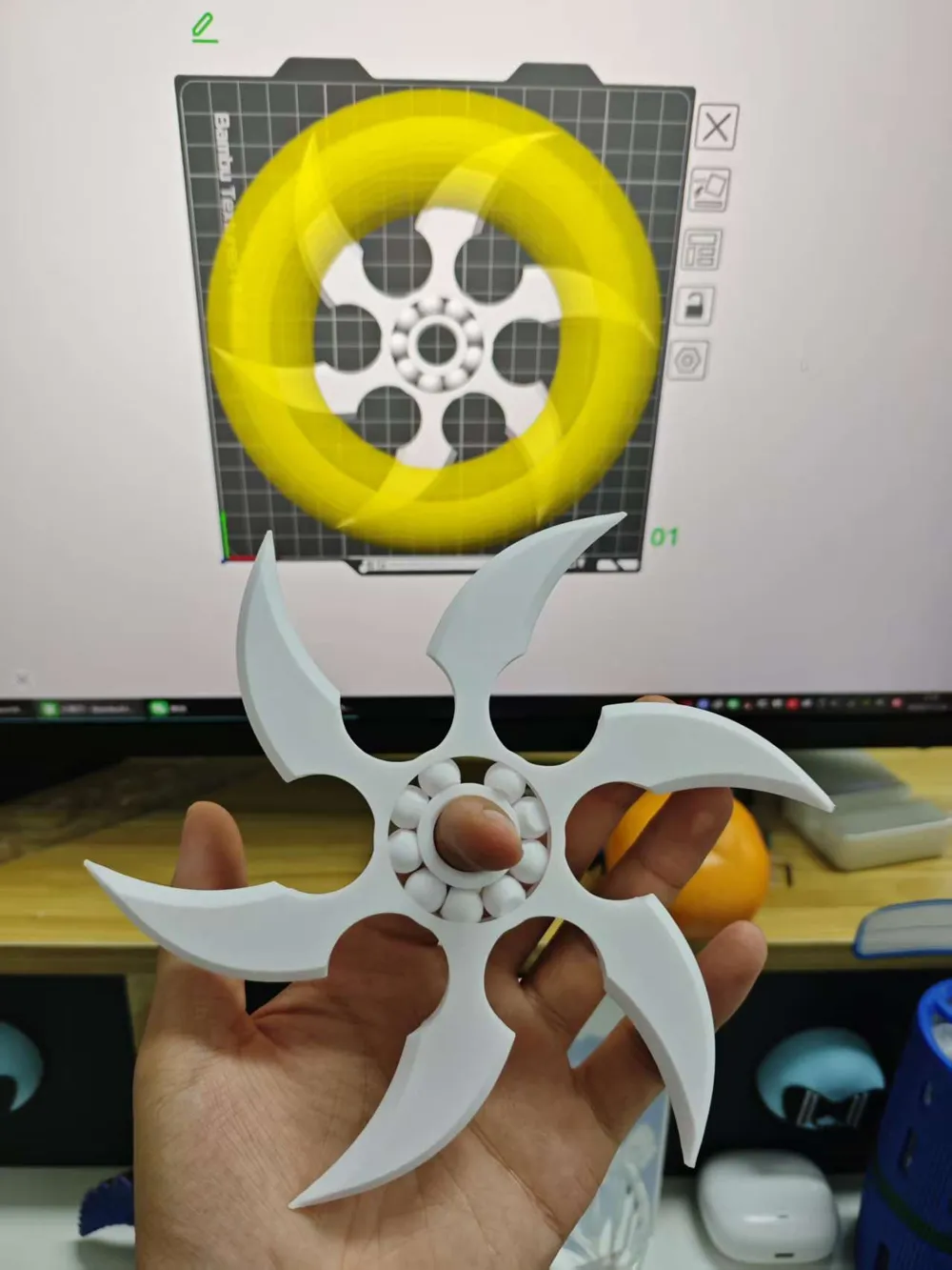 Cyber Shuriken Six-Bladed Bearing Fidget Spinner - Free 3D Print Model ...