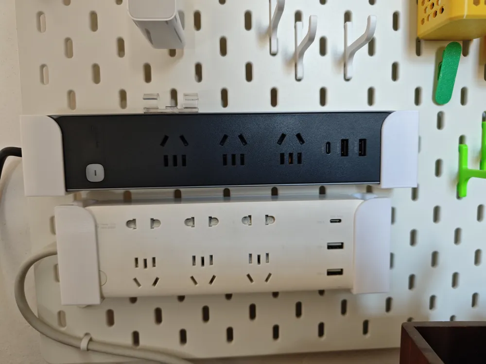Ikea Pegboard Socket Power Strip Mounting Bracket - Free 3D Print Model ...