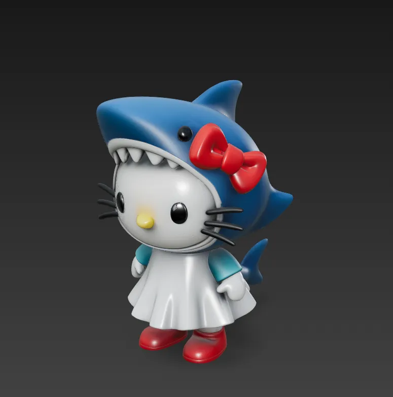 Shark Hello Kitty - Free 3D Print Model - MakerWorld