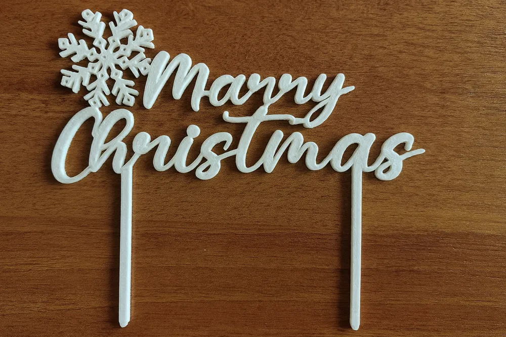 Marry Christmas cake topper - Free 3D Print Model - MakerWorld