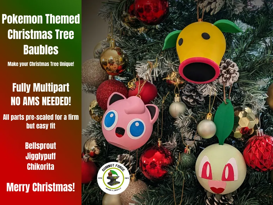 Pokemon Christmas Baubles - Multipart by Gumnut Forge MakerWorld ...