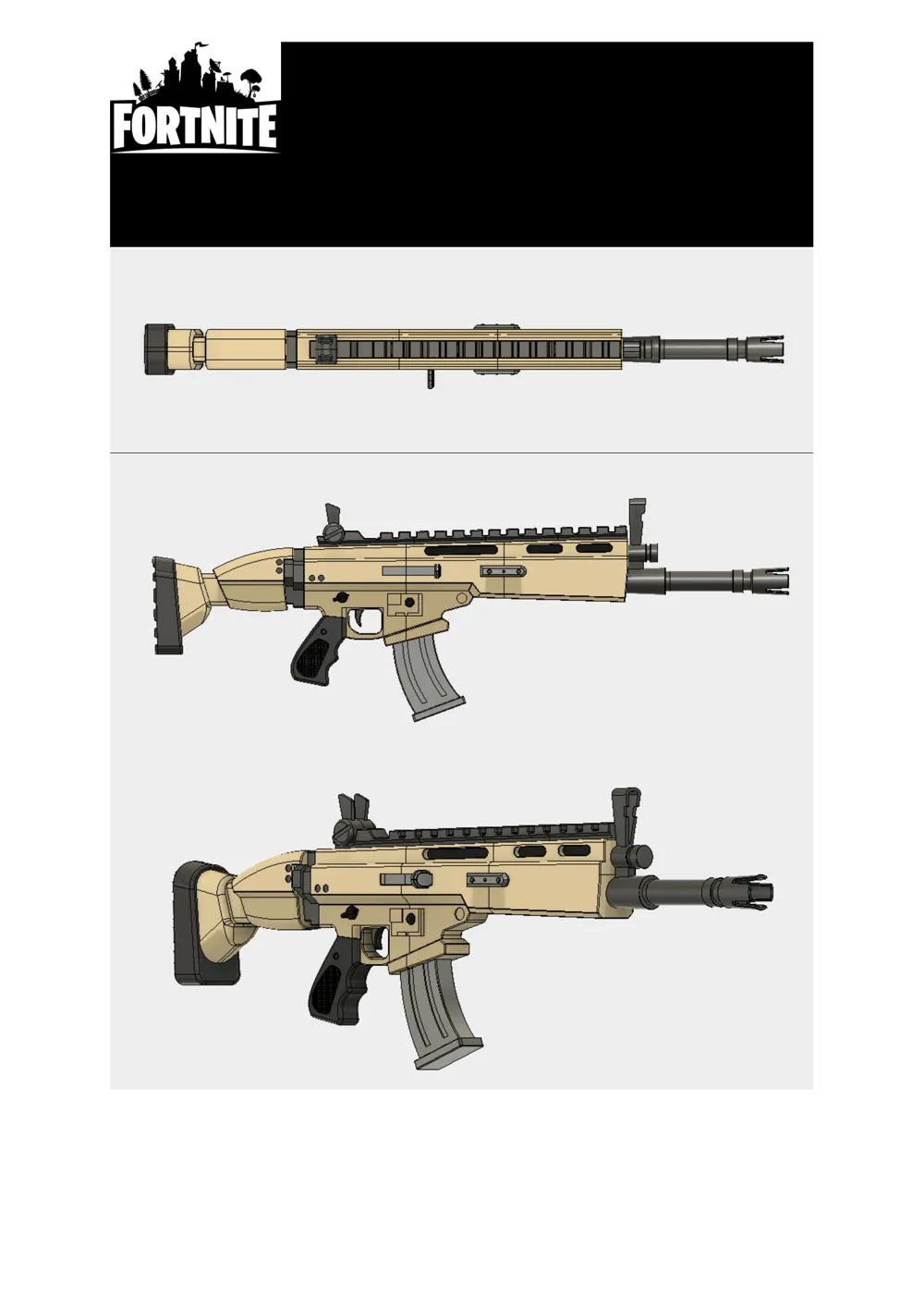 Fortnite Scar real size by TTP DESIGN MakerWorld: Download Free 3D Models