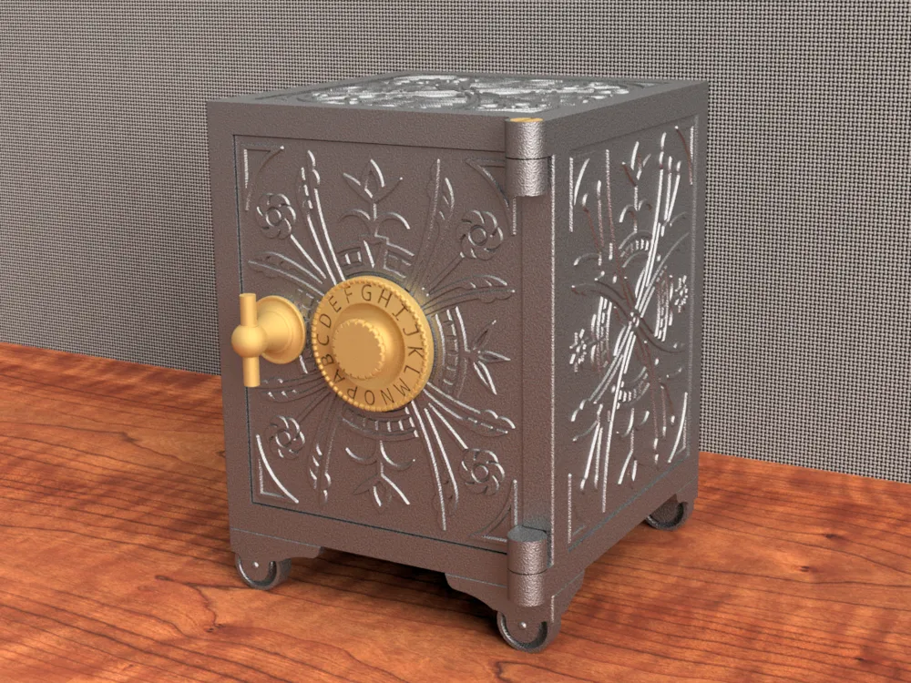 Miniature Toy Safe with Ornate Decoration - Free 3D Print Model ...