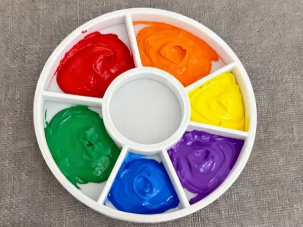 Only 16g Portable Round 6-Grid Palette Paint Tray Art Student Painting ...