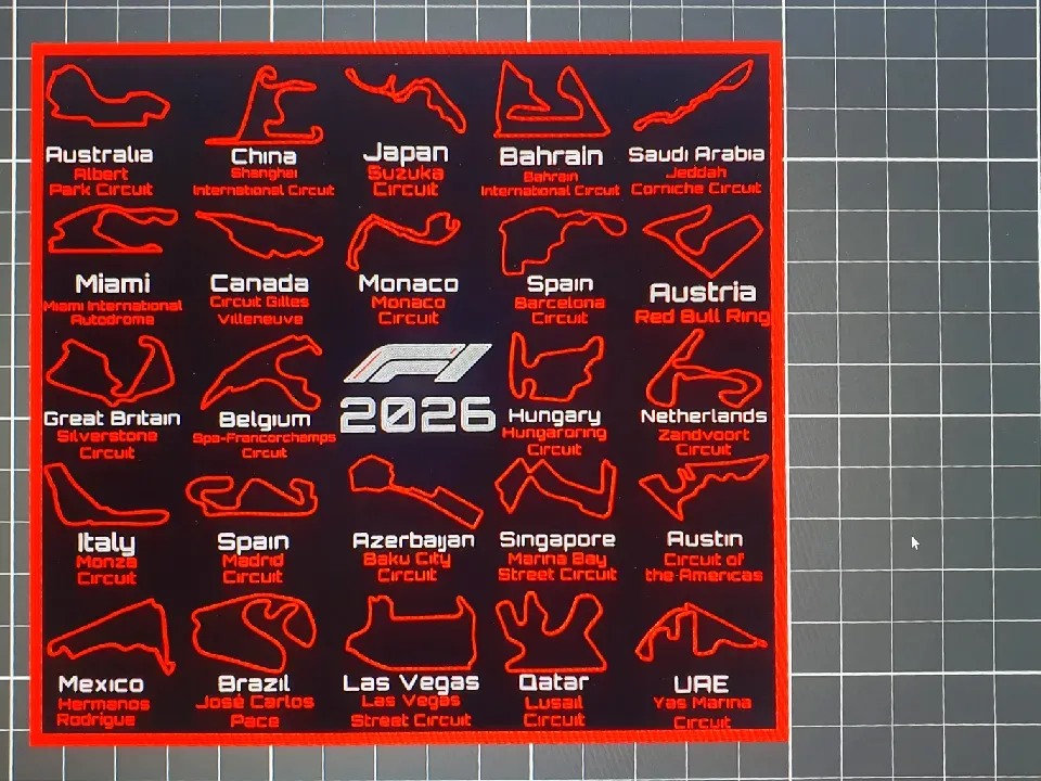 f1 2026 Kalender – Kostenloses 3D-Druckmodell – MakerWorld