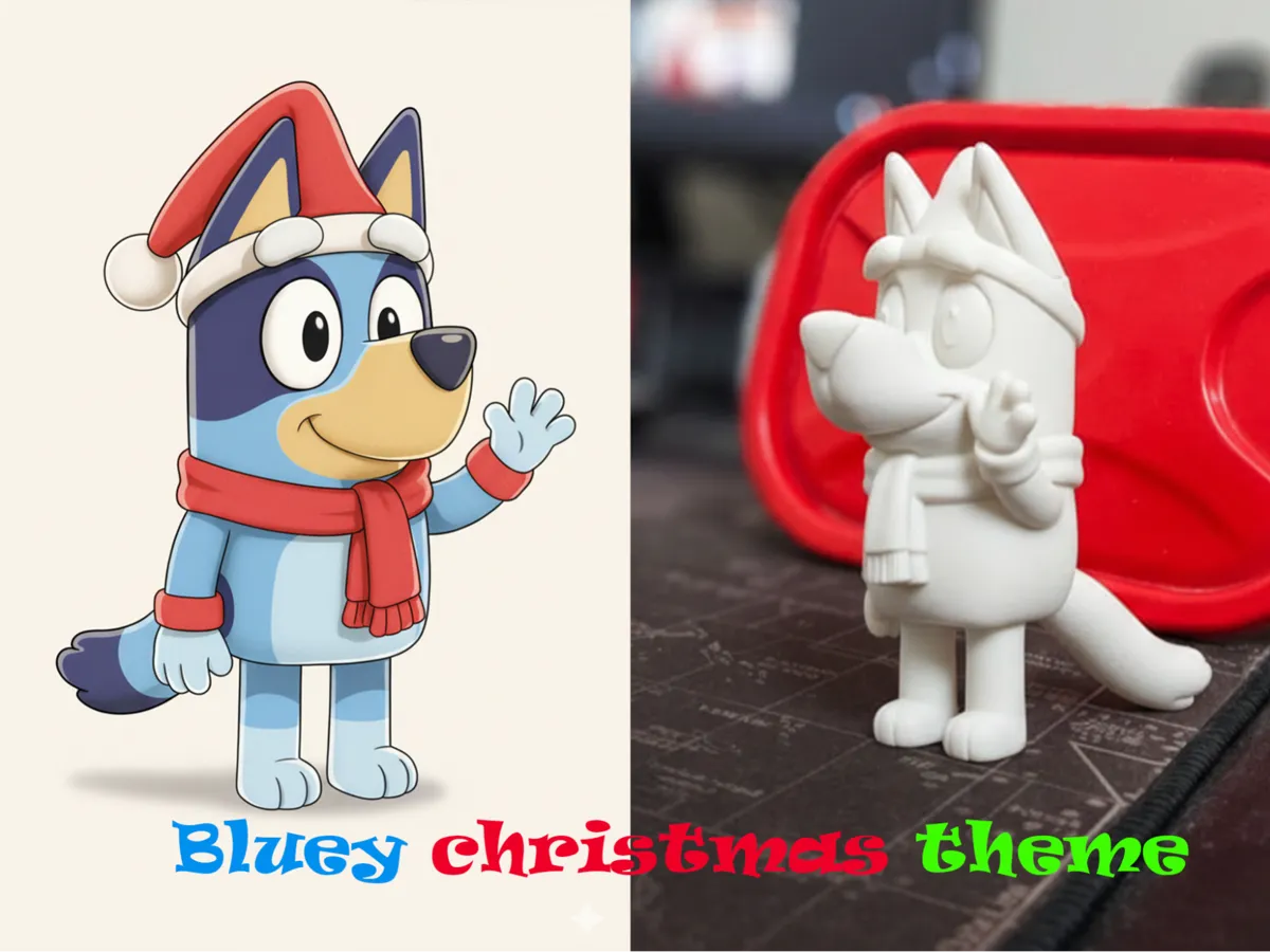 Bluey 圣诞迷你版 – 节日圣诞帽与围巾 来自 nilloy MakerWorld：免费下载 3D 模型