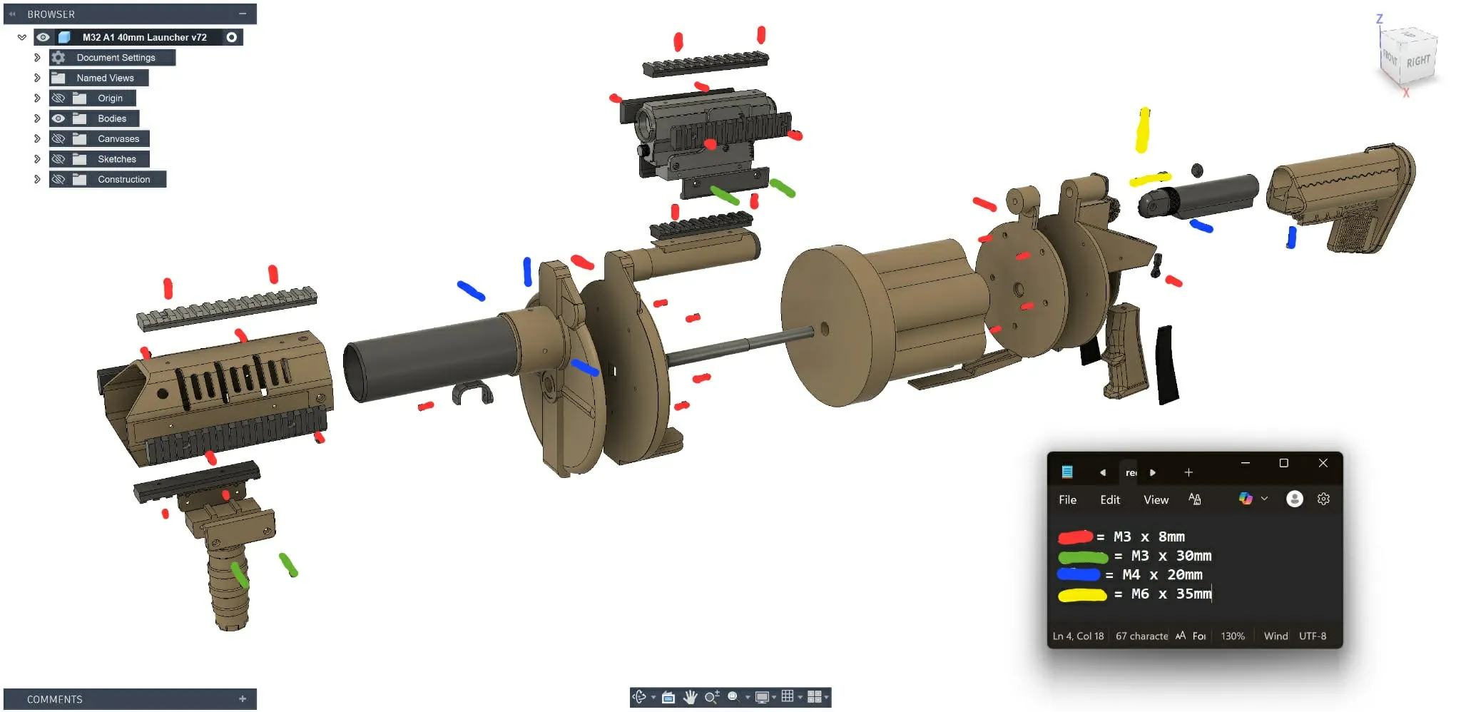 M32A1 40mm Grenade Launcher - 1:1 Display (V1) - Free 3D Print Model ...