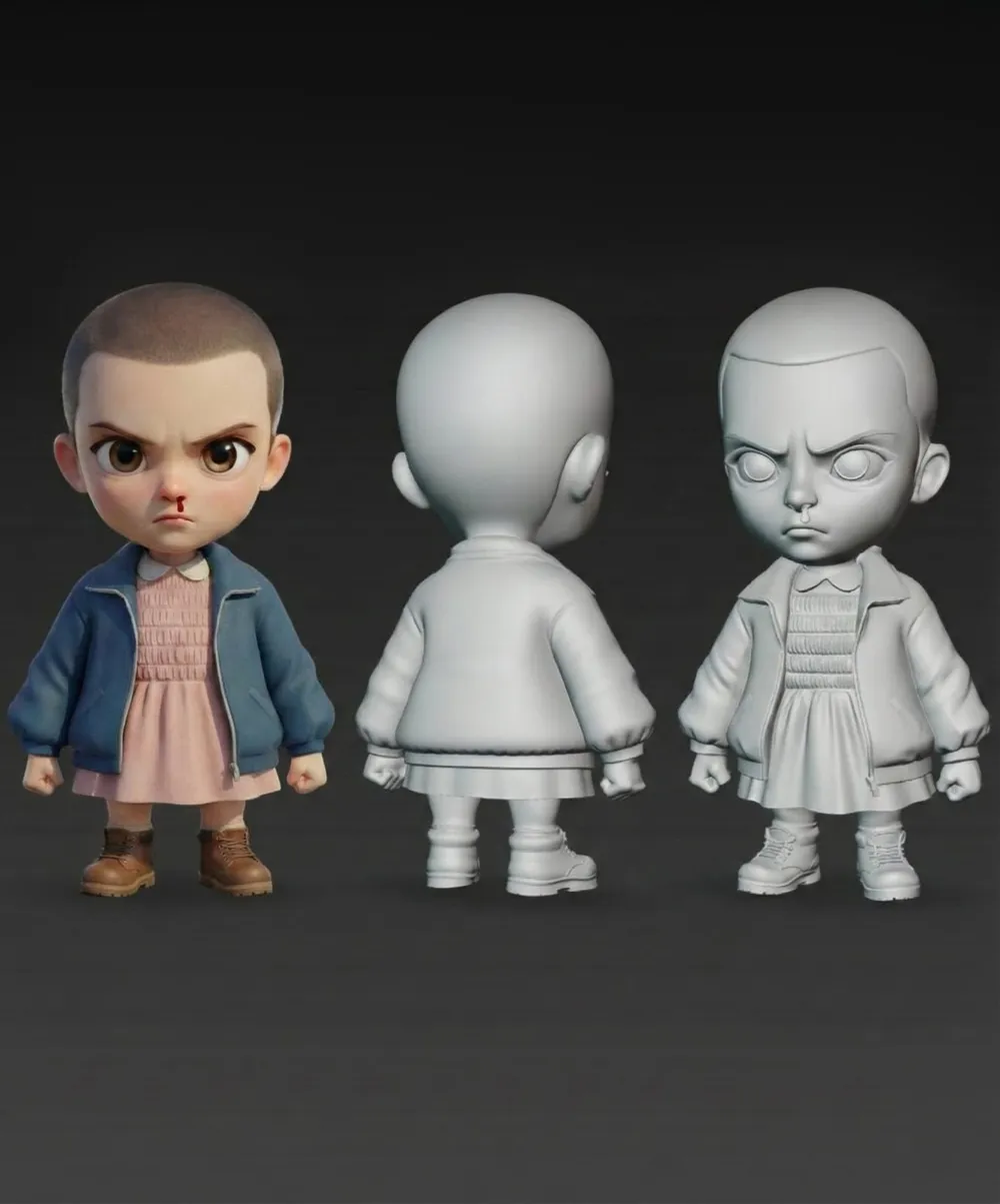 Eleven (Once) Stranger Things-Chibi Style Figure - Free 3D Print Model ...