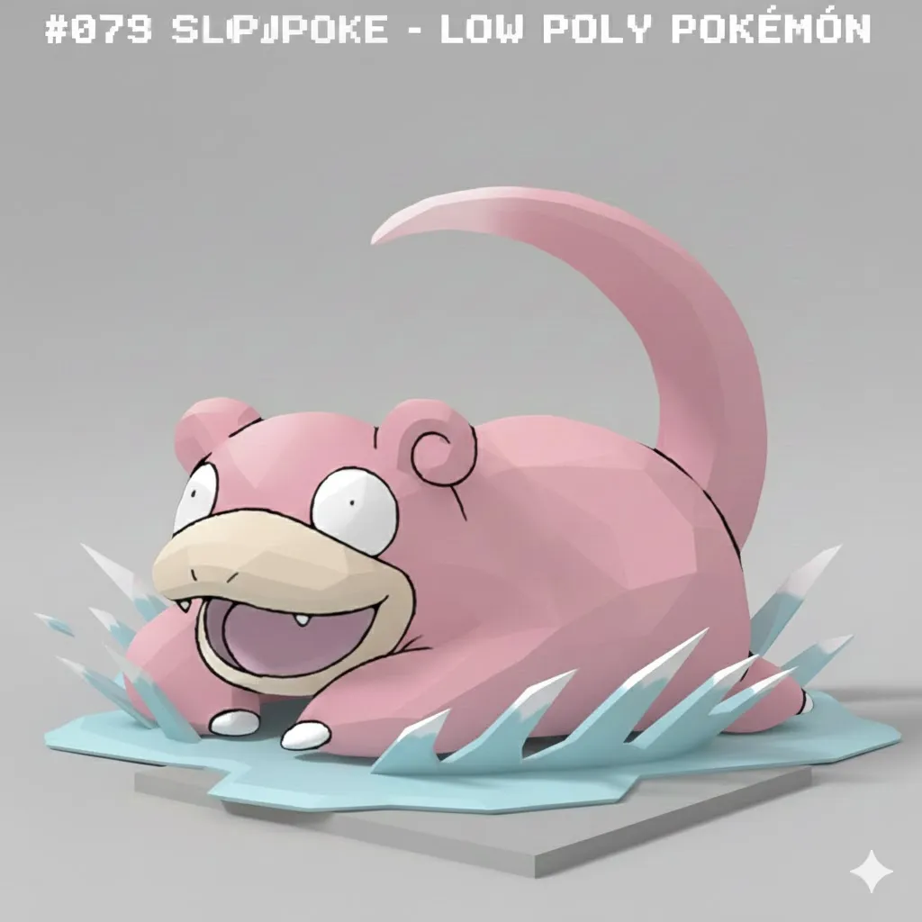 #079 Slowpoke – Low Poly Pokémon - Free 3D Print Model - MakerWorld