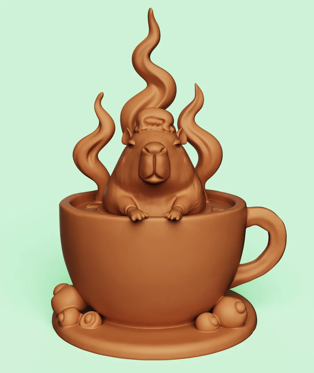 Cute Capybara Coffee Bath | Kawaii Desk Toy - Free 3D Print Model ...
