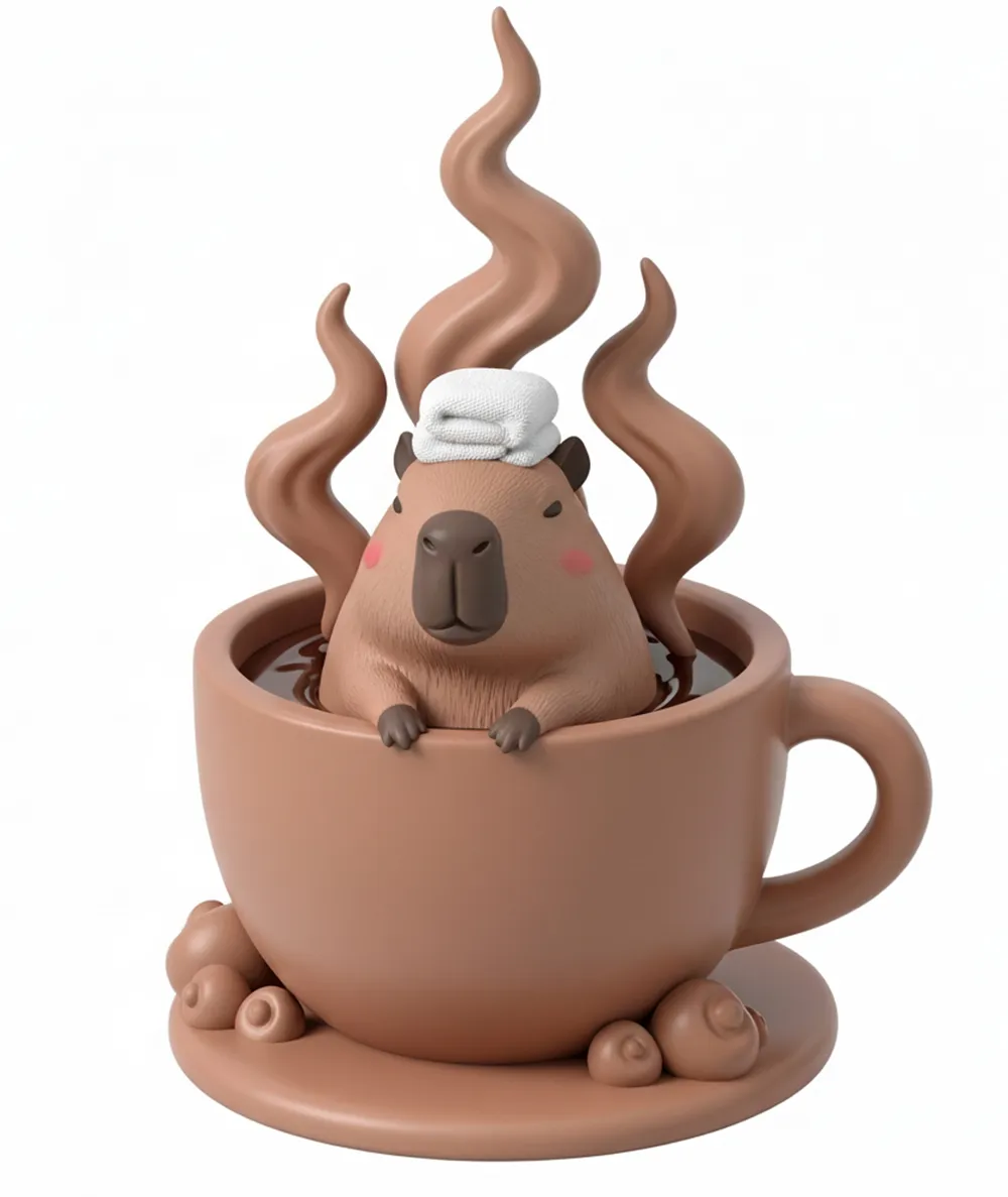 Cute Capybara Coffee Bath | Kawaii Desk Toy - Free 3D Print Model ...