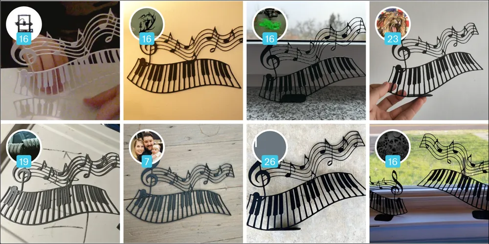 Piano keyboard and musical notes by Joe MakerWorld: Download Free 3D Models