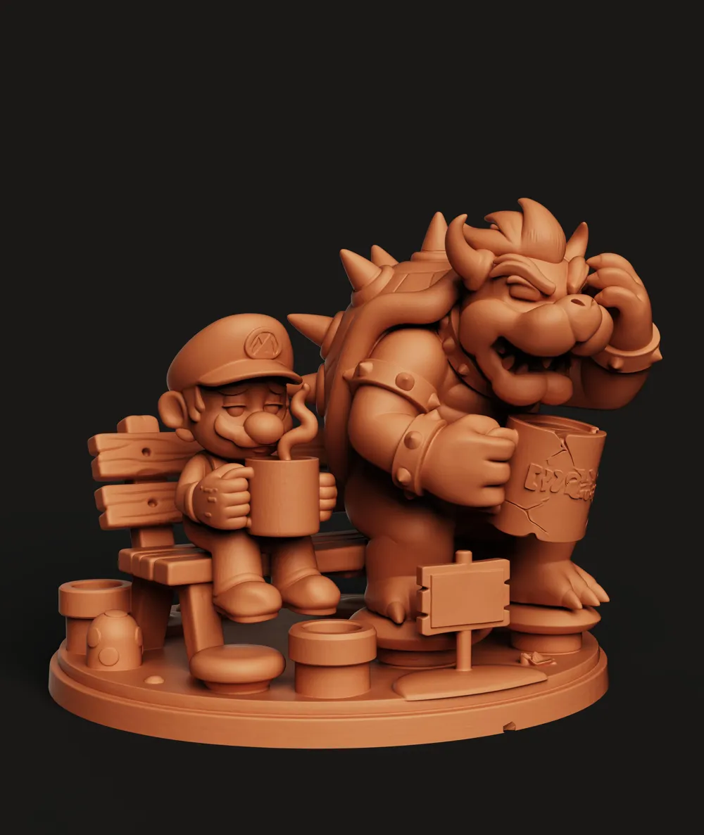 Mario and Bowser Bench Diorama|Iconic Peace Scene - Free 3D Print Model ...