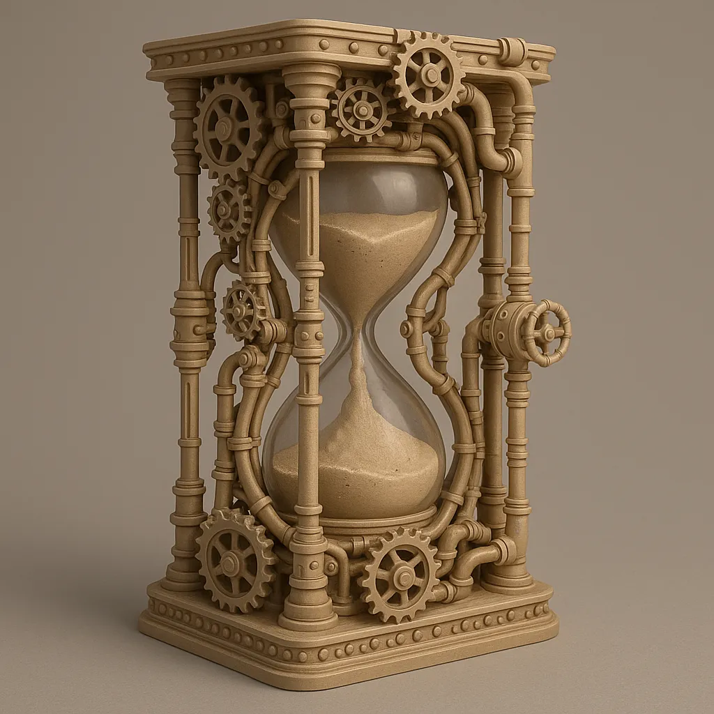 Steampunk Hourglass Sculpture - Free 3D Print Model - MakerWorld