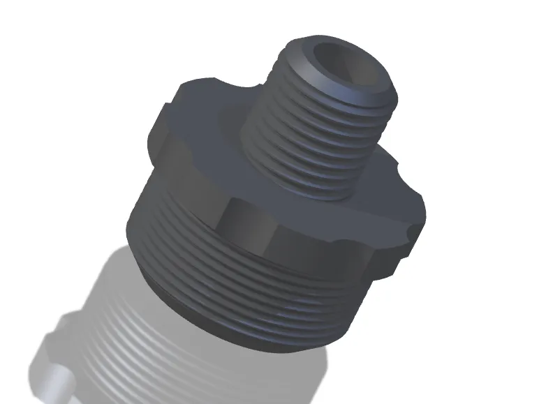 Moderator adapter M23x1mm to 1/2-20UNF .22 cal - Free 3D Print Model ...