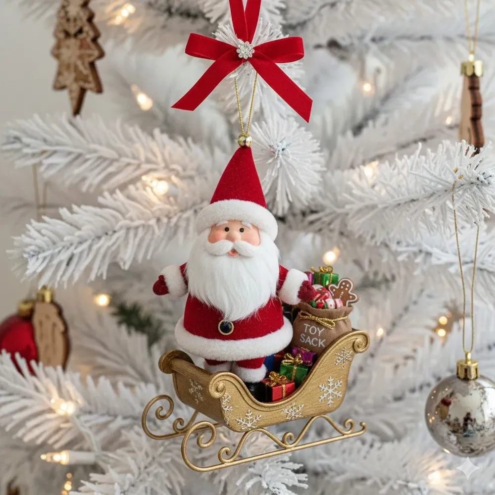 Santa Claus in Sleigh Ornament · Full-Color Printing · With Vertex ...