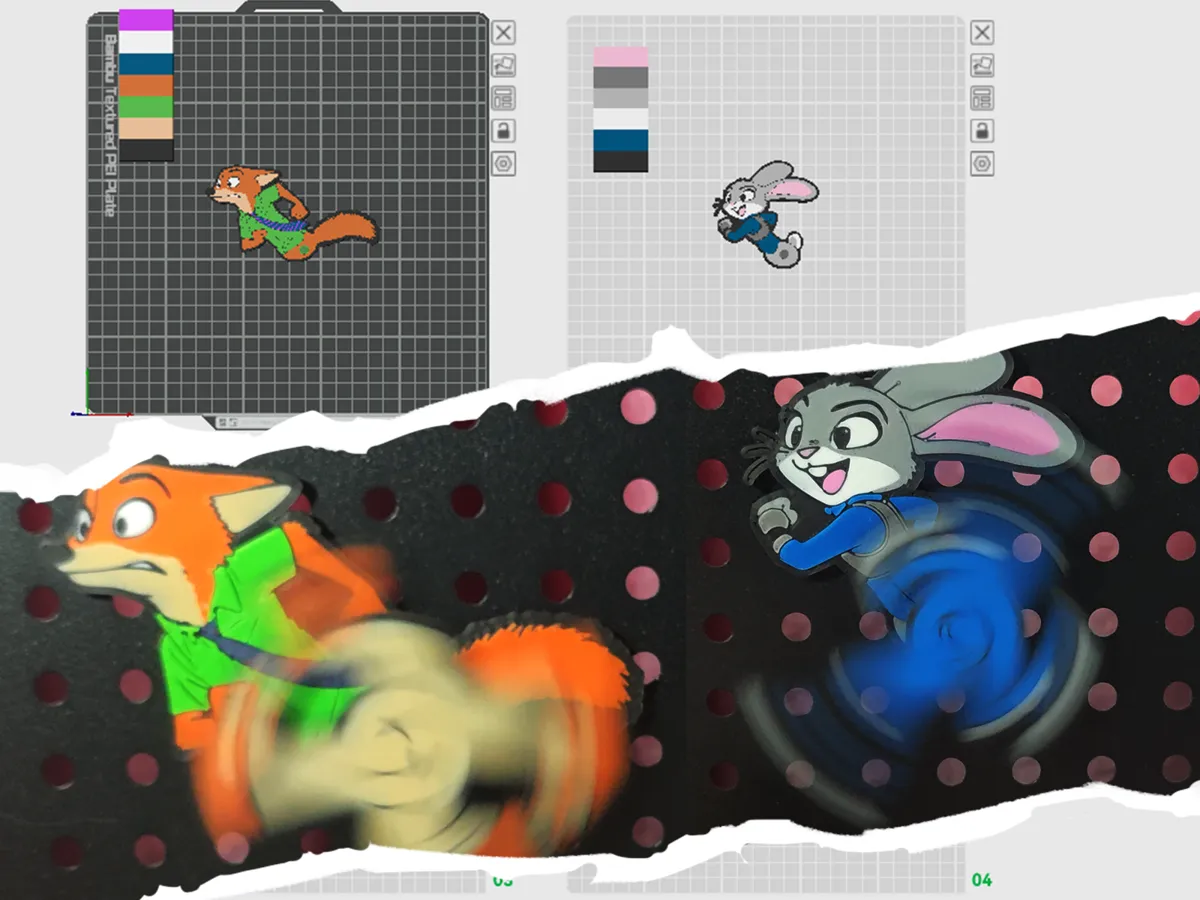 Nick and Judy Running Pose Spinning Fridge Magnet - Free 3D Print Model ...