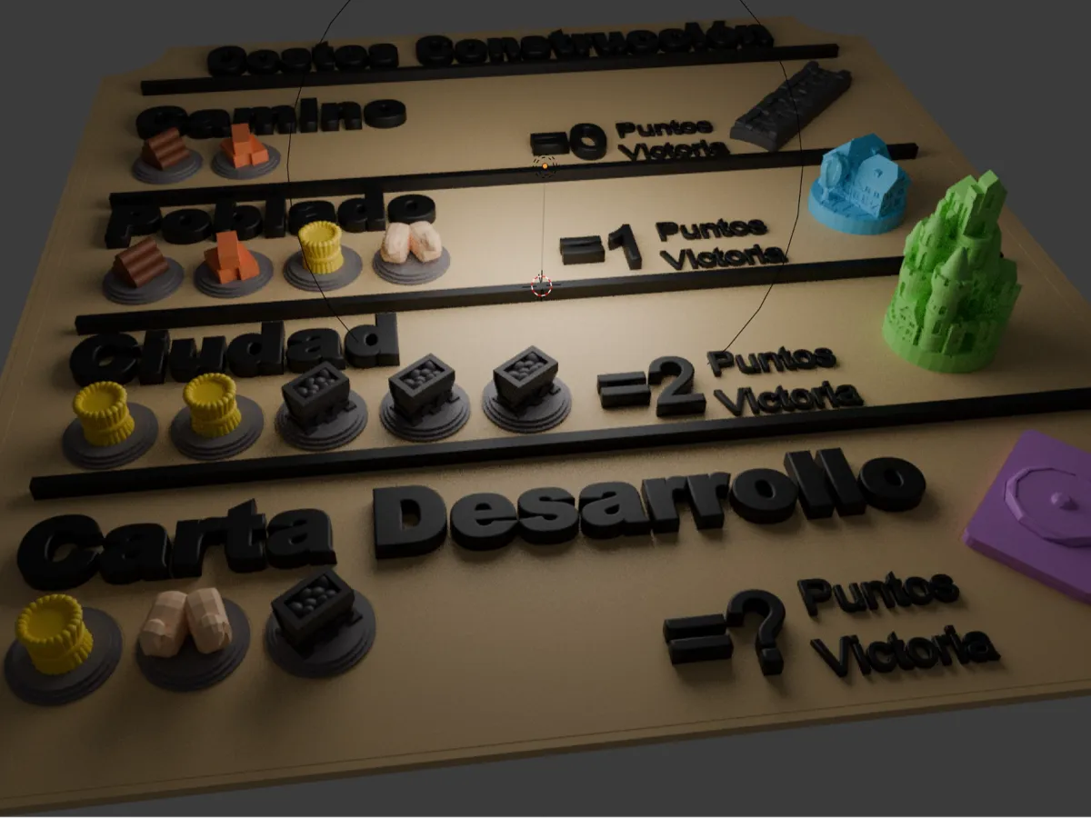 Spanish 3D Catan Building Costs - Free 3D Print Model - MakerWorld