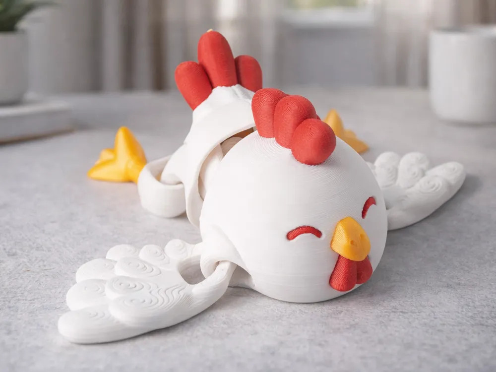 Cute Chicken Articulated Flexi Toy with Wings - Free 3D Print Model ...