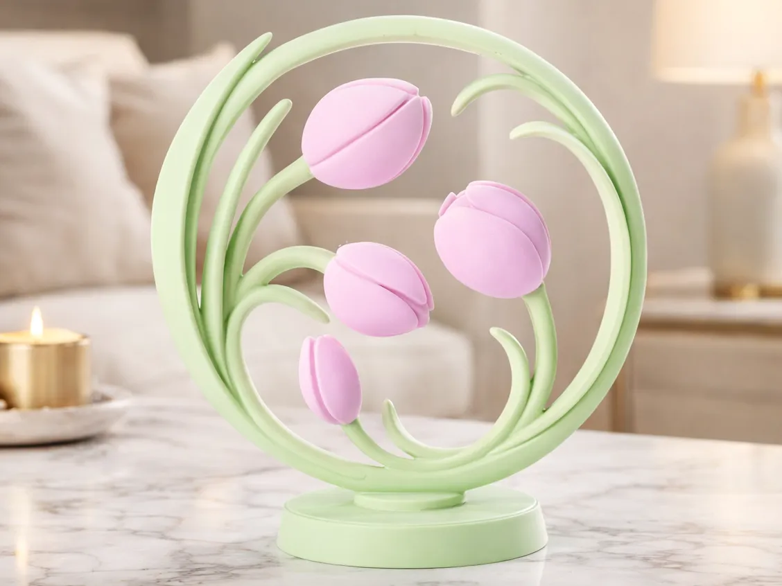 Tulip Circle Sculpture – Pastel Floral Decor - Free 3D Print Model ...
