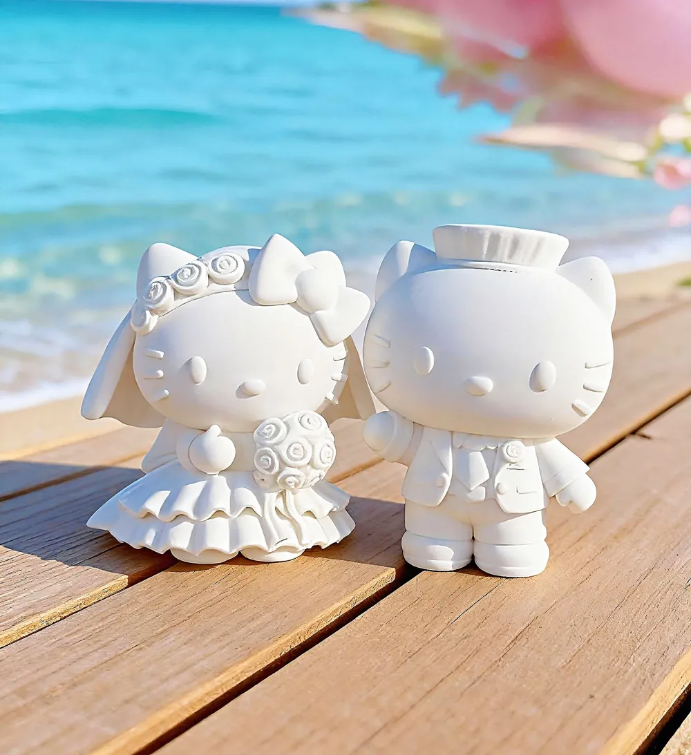 Wedding bride groom wedding dress HelloKitty kitty - Free 3D Print ...