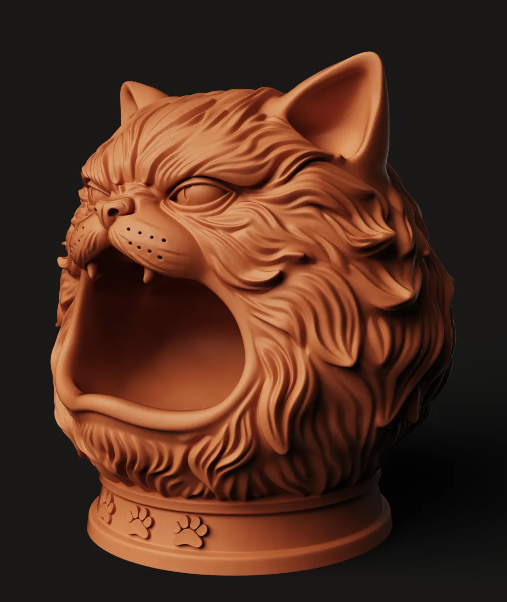 Angry Cat Tool Holder | Grumpy Desk Organizer - Free 3D Print Model ...